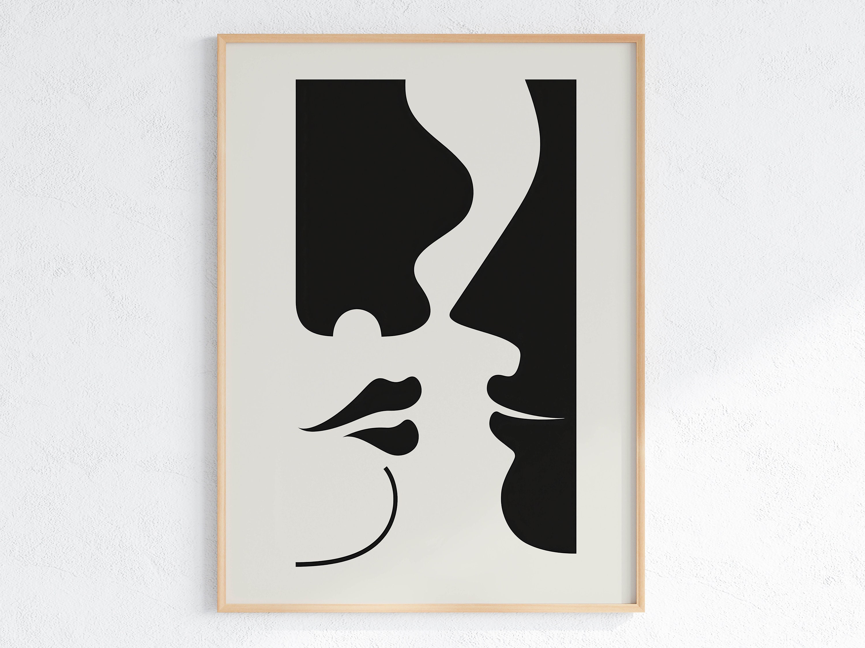 Black White Abstract Face Art Print Minimalist Print, Modern Decor ...