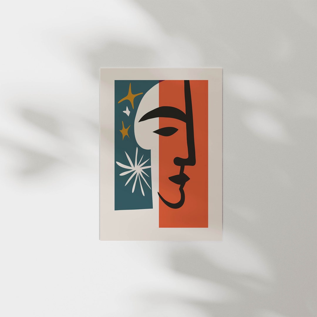 Celestial Face Wall Art Print - Modern Graphic Wall Art, Contemporary ...