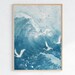 Japanese Ocean Wave and Seagull Wall Art – Coastal Watercolor Printable ...