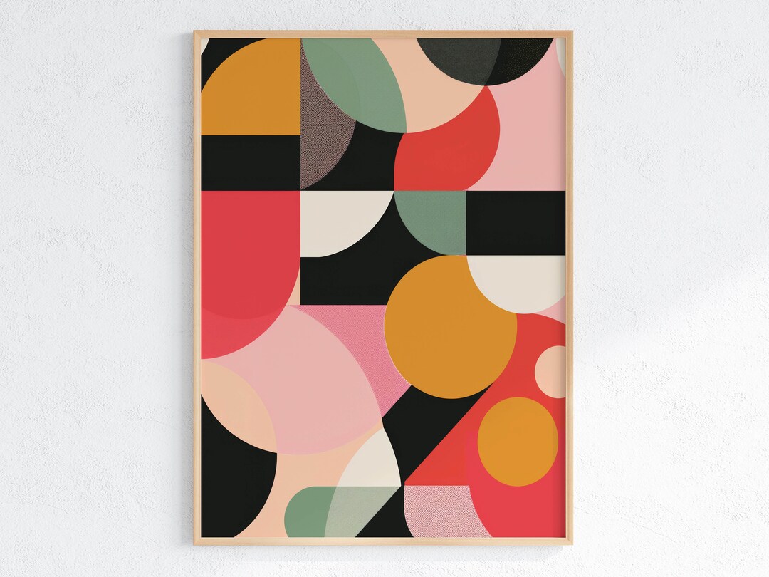 Colorful Geometric Wall Art Print - Mid-century Modern, Bold Colors ...