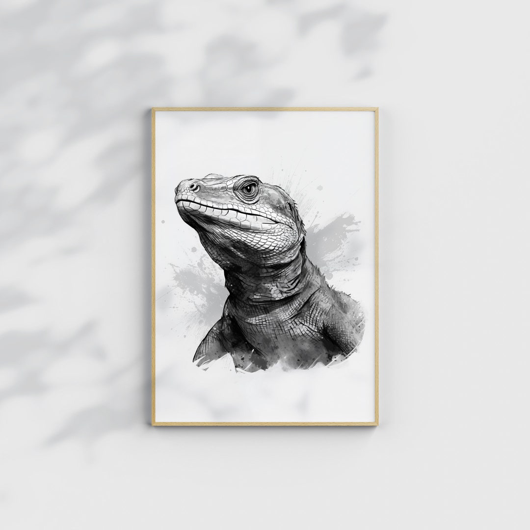 Blue Tongued Lizard Pencil Art Print: Australian Wildlife (digital ...