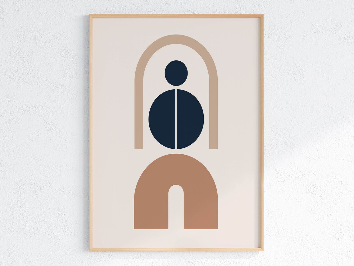 Geometric Abstract Figure Print - Modern Art, Earth Tone Decor ...