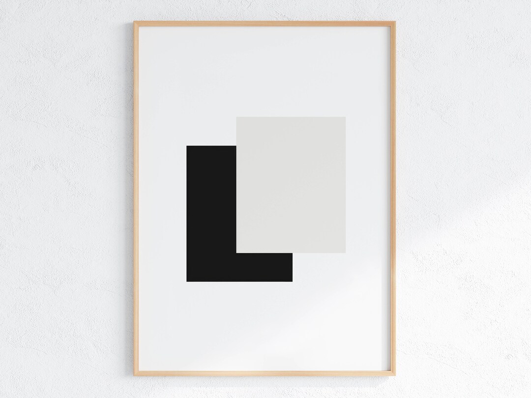 Black White Abstract Geometric Art Print - De Stijl Inspired Minimalist ...