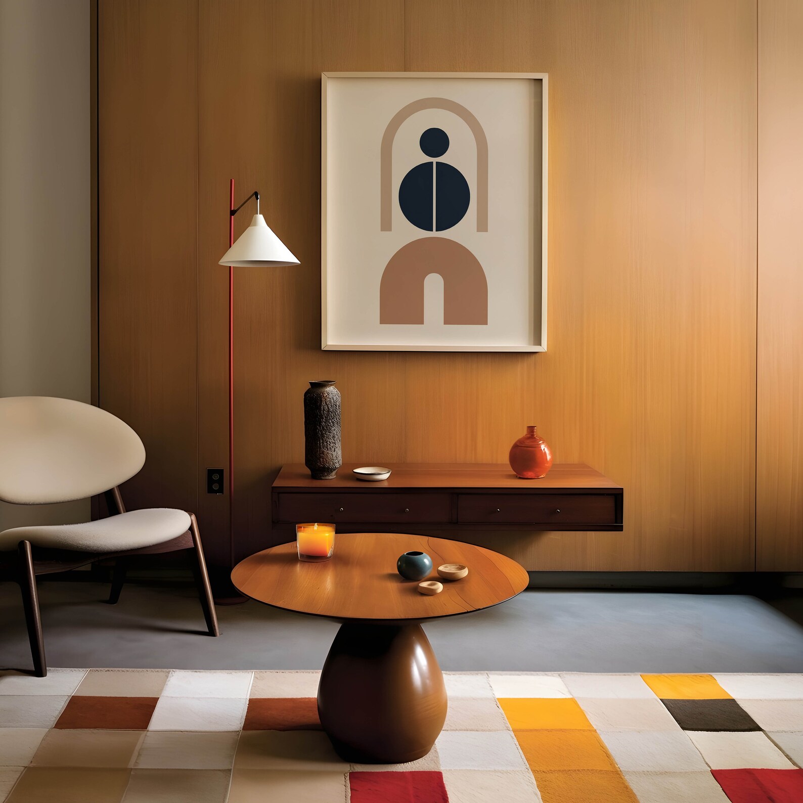 Geometric Abstract Figure Print - Modern Art, Earth Tone Decor ...