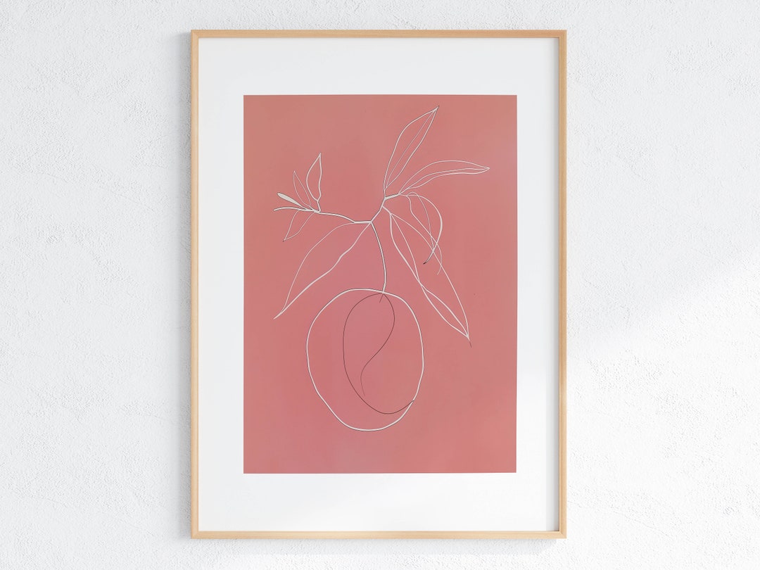 Peach Line Art Print: Terracotta Minimalist Kitchen Decor (digital ...