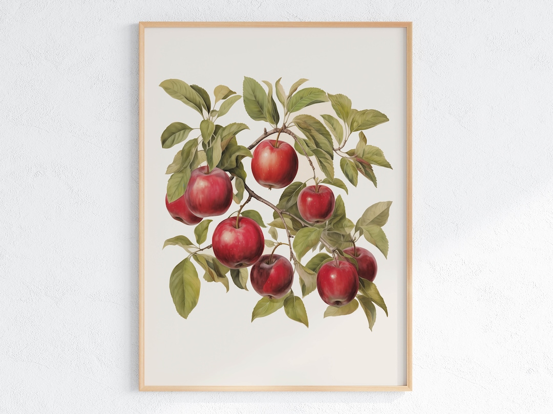 Apple Tree Wall Art Print - Farmhouse Kitchen Wall Art, Fruit Art for ...