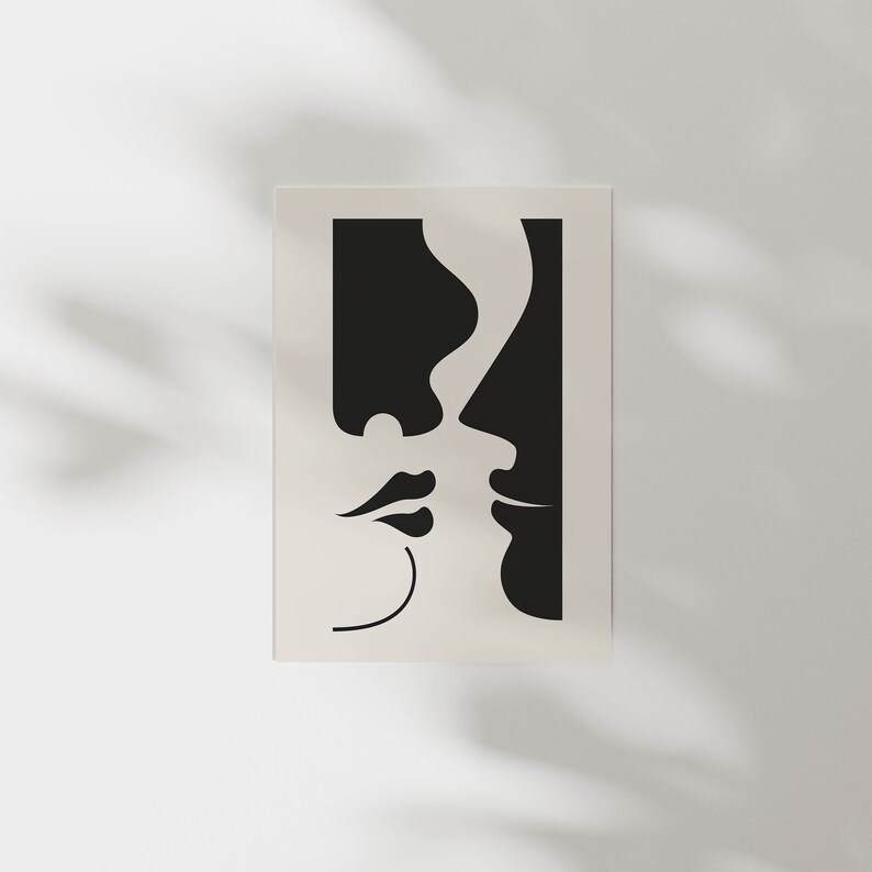 Abstract Face Art Print: Black and White Minimalist Decor (digital ...