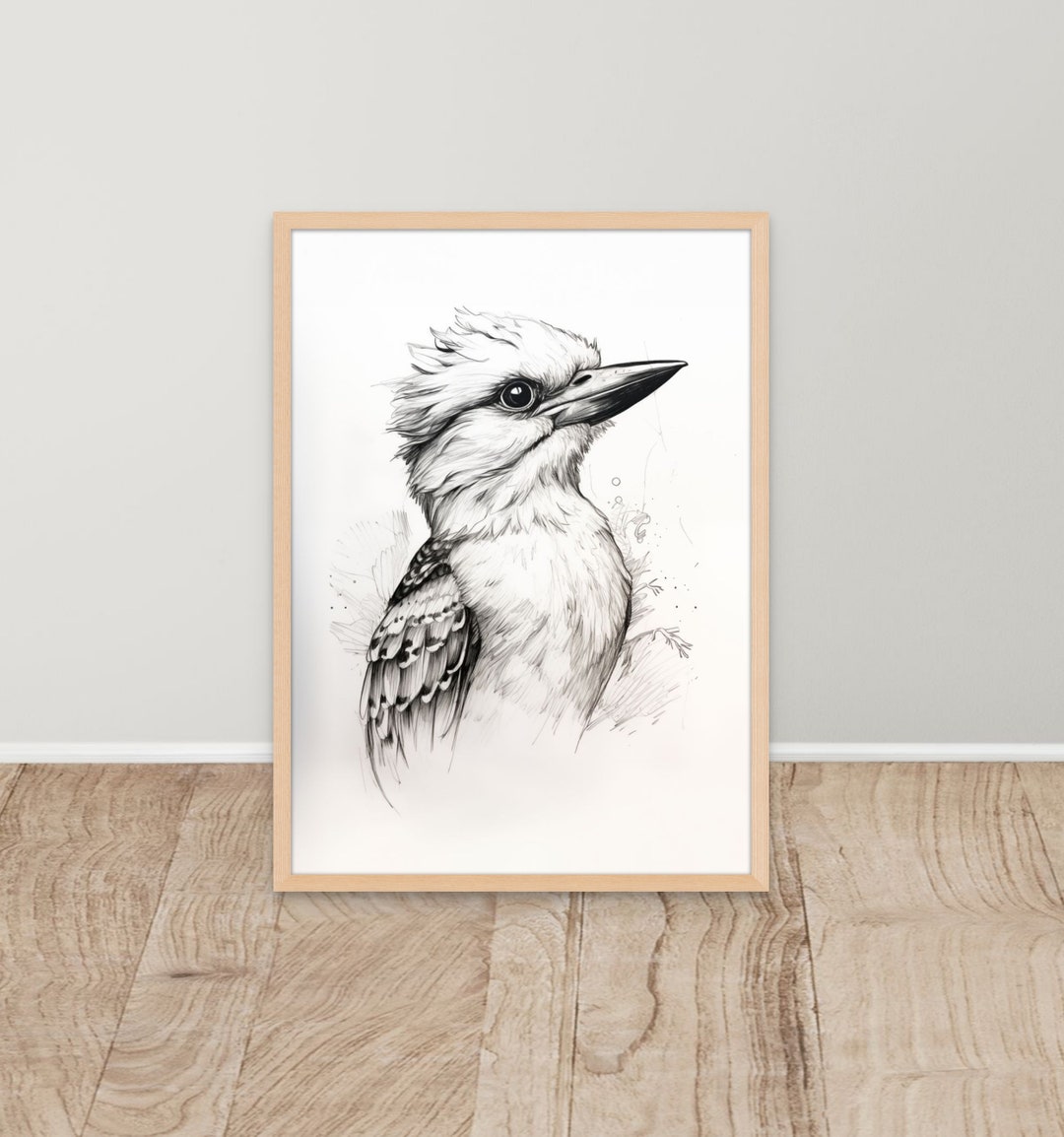 Aesthetic Decor Wall Art Animal War Art Sketch Print Kookaburra Digital ...