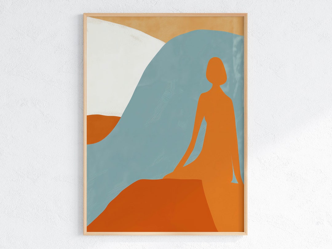 Abstract Silhouette of Woman Sitting Painting Wall Art Print ...