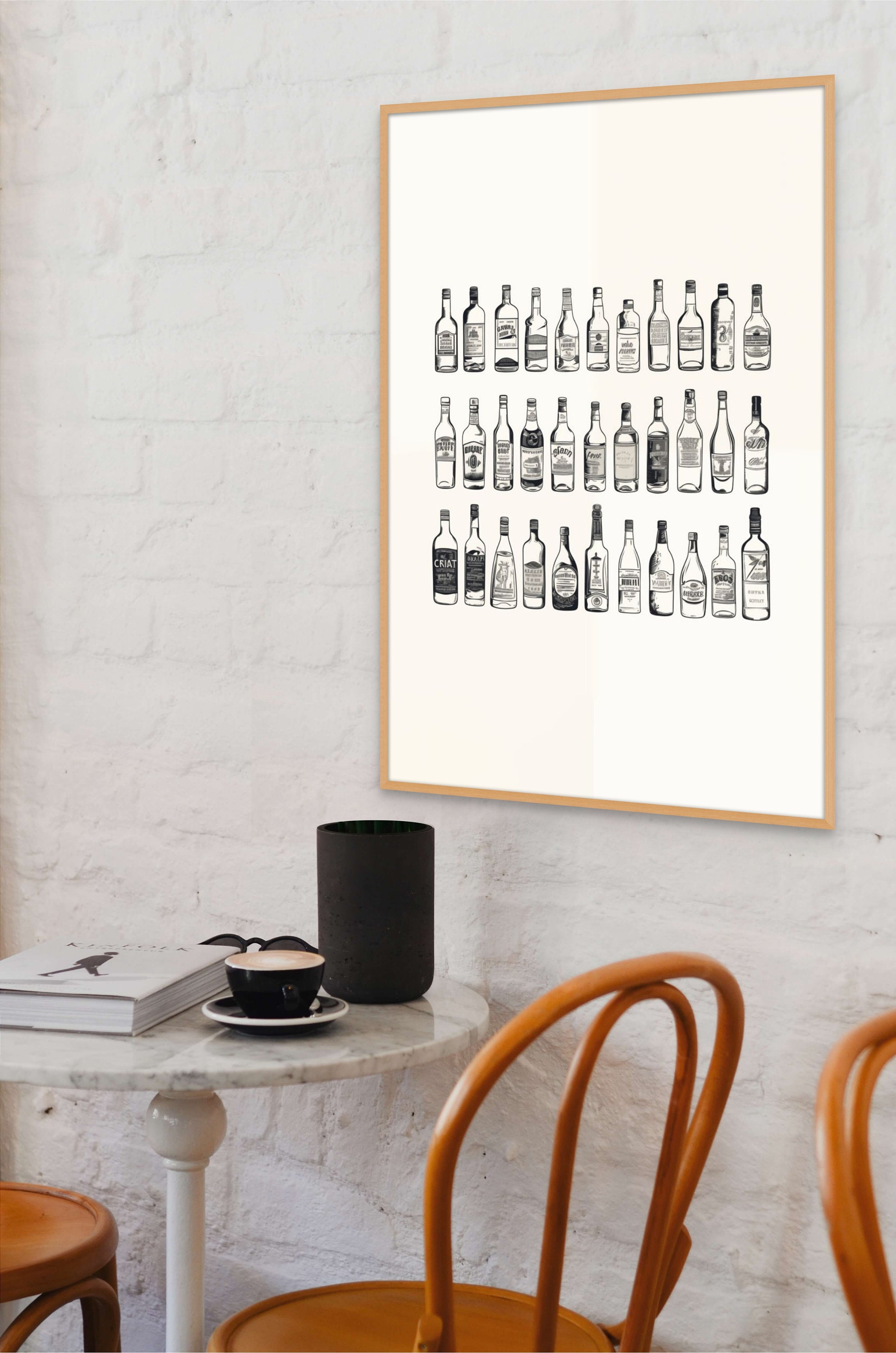 Alcohol Bottle Wall Art Print- Bar Cart Decor Liquor Bottles Poster ...