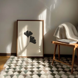 Ginkgo Leaf Silhouette Wall Art Print - Elegant Botanical Wall Art ...