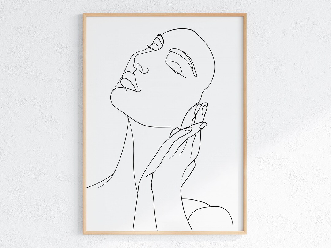 Single Line Female Face Wall Art Print - Elegant Contour Artwork ...