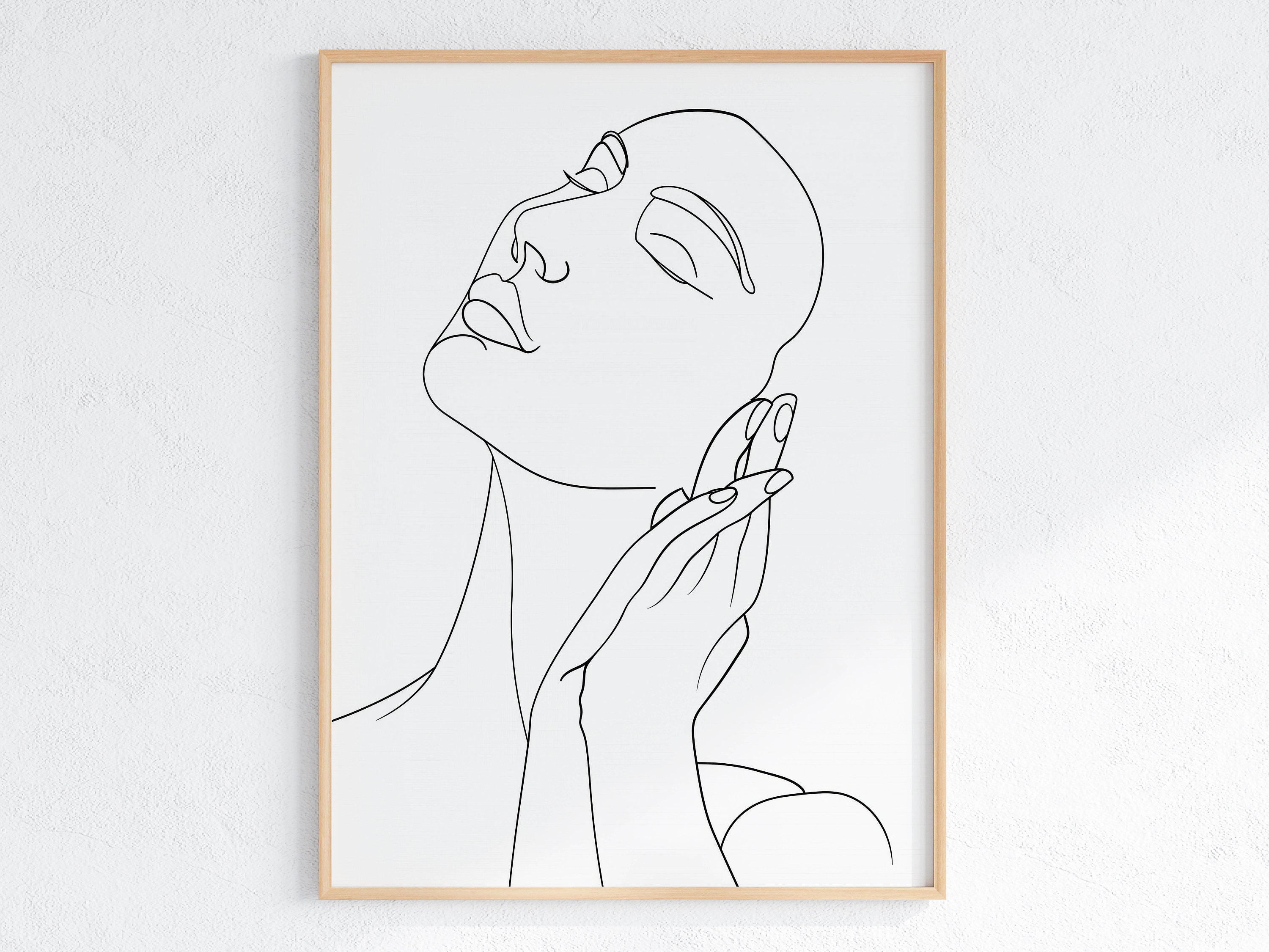 Single Line Female Face Wall Art Print - Elegant Contour Artwork ...
