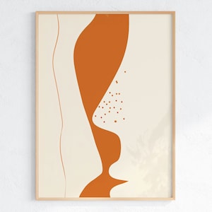 Curvilinear Abstract Form Art - Earth Tones Print, Minimalist Decor ...