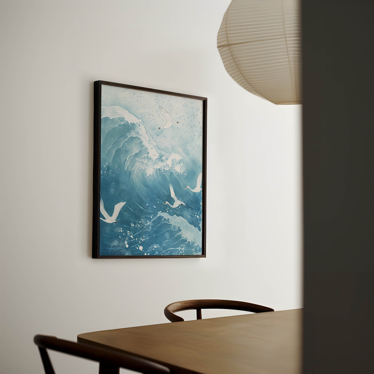 Japanese Ocean Wave and Seagull Wall Art – Coastal Watercolor Printable ...