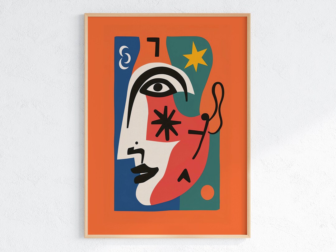 Abstract Face Art Print: Picasso-inspired Cubism Portrait (digital ...