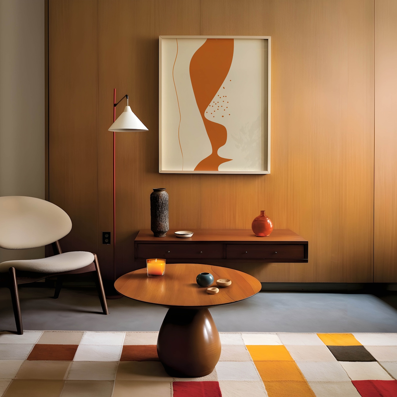 Curvilinear Abstract Form Art - Earth Tones Print, Minimalist Decor ...