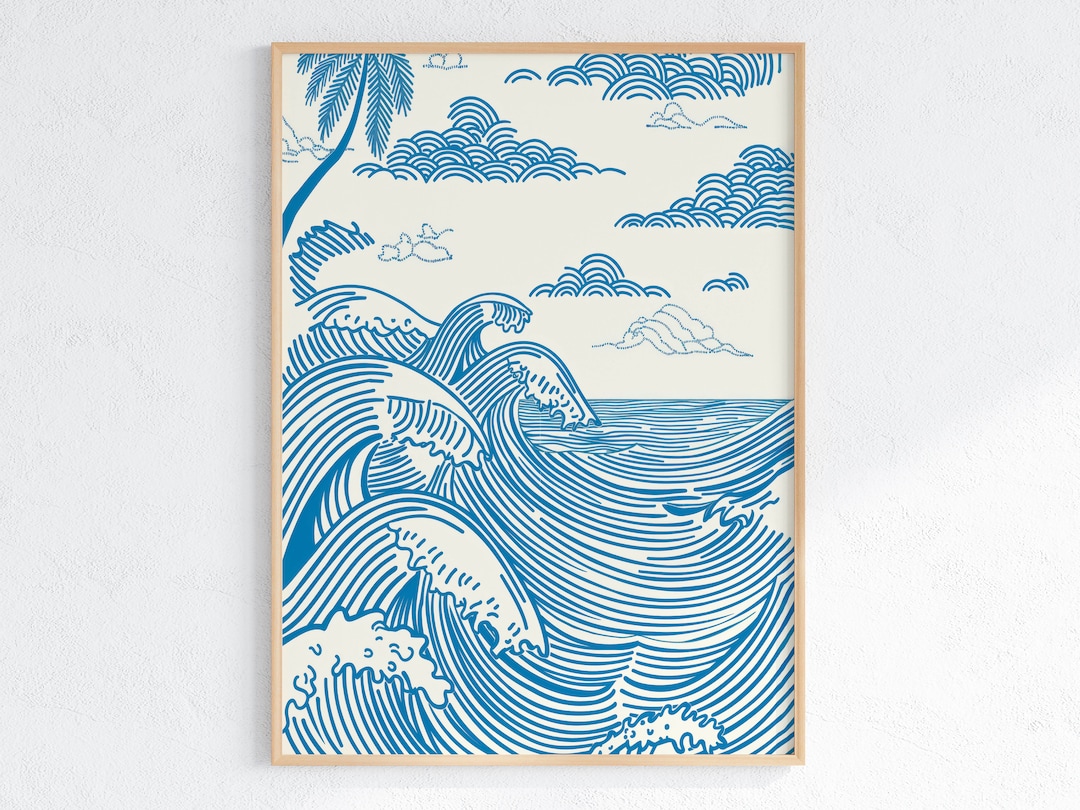 Japanese Wave Art Print - Traditional Woodblock Style Poster Ocean Wave ...