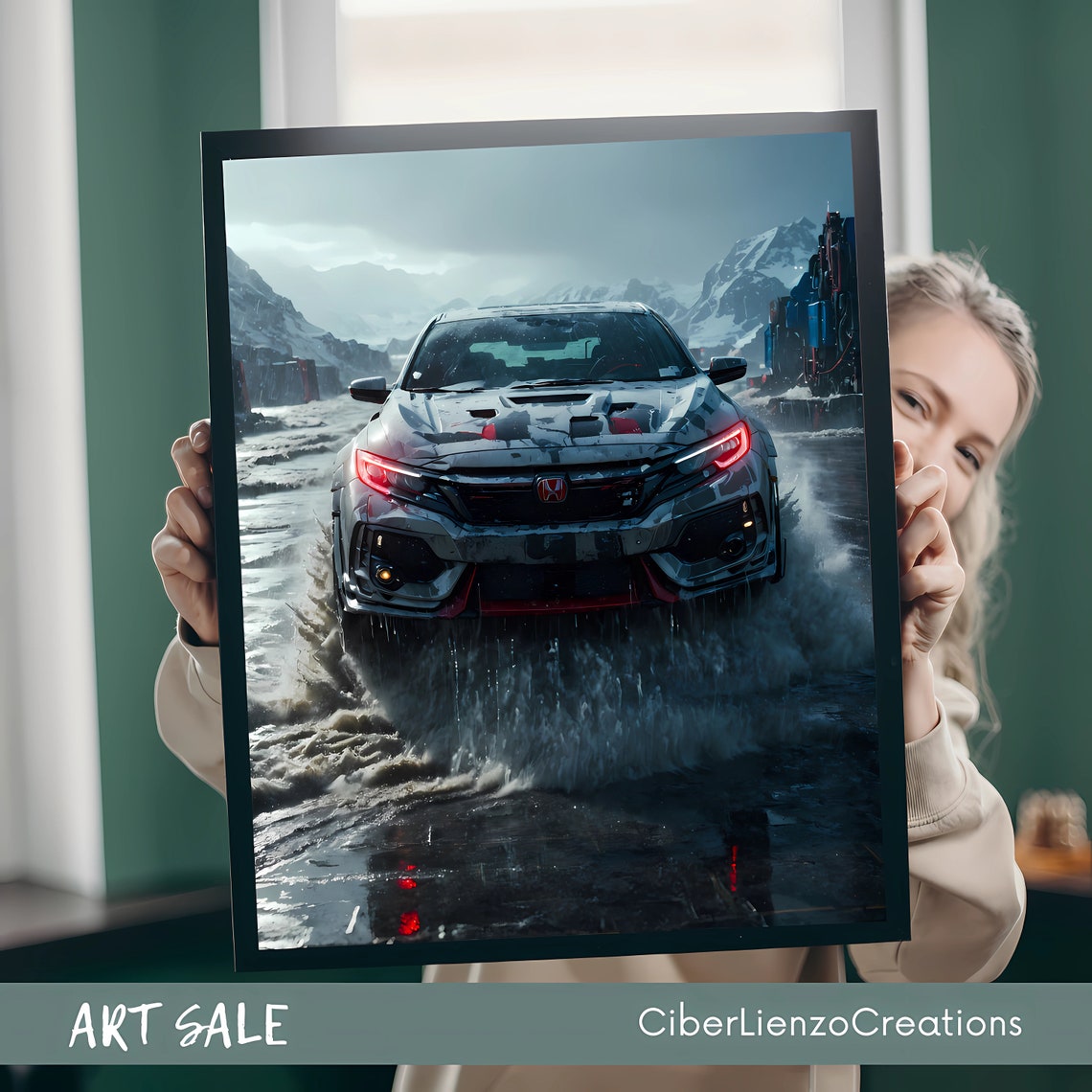Digital Wall Art Inspired by a Honda Civic Type R, Printable, Car ...