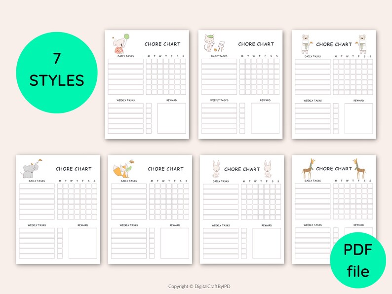Littlehelpers Kids Chore Chart Printable Instant Download Fun Chores ...