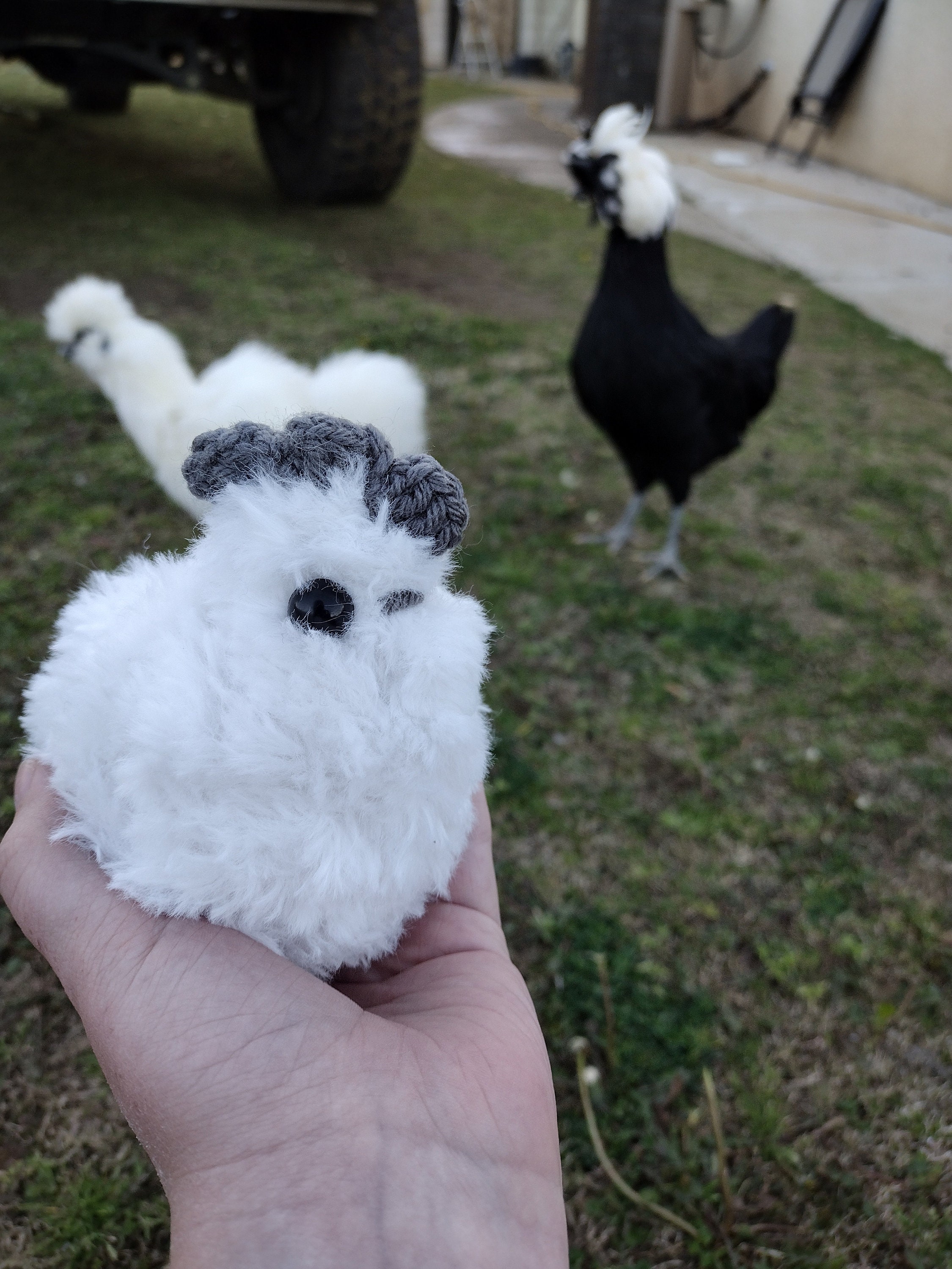 Crochet White Silkie Chicken - Etsy