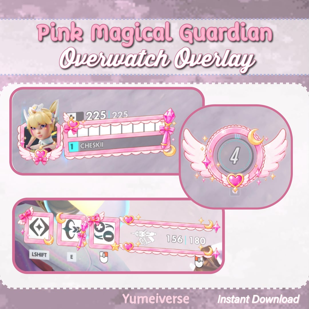 Pink Magical Guardian Overwatch HUD | 1080p 1440p Stream Overlay | HUD ...