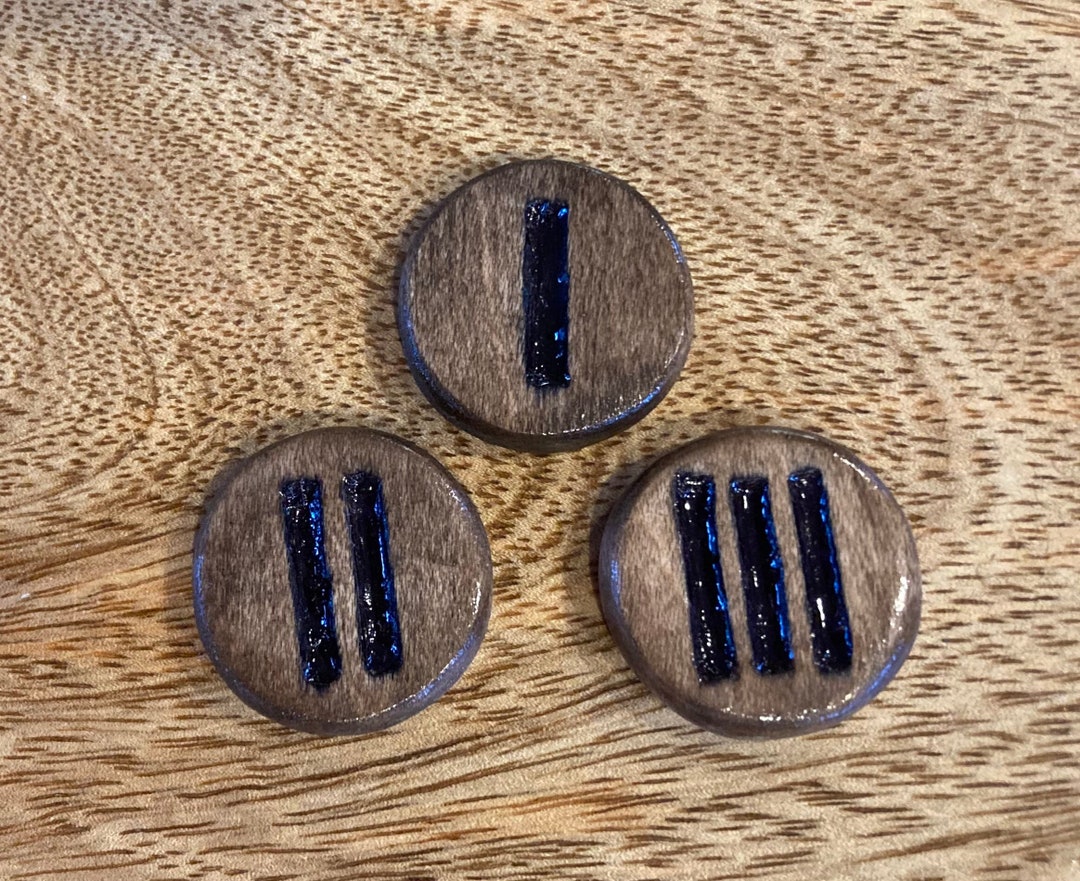 Hand Carved Wooden D&D Token 3-pack Numbered 1 Tokens Dark Walnut - Etsy