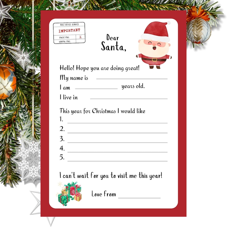 Printable Christmas Letter to Santa Christmas Printable Activity for ...