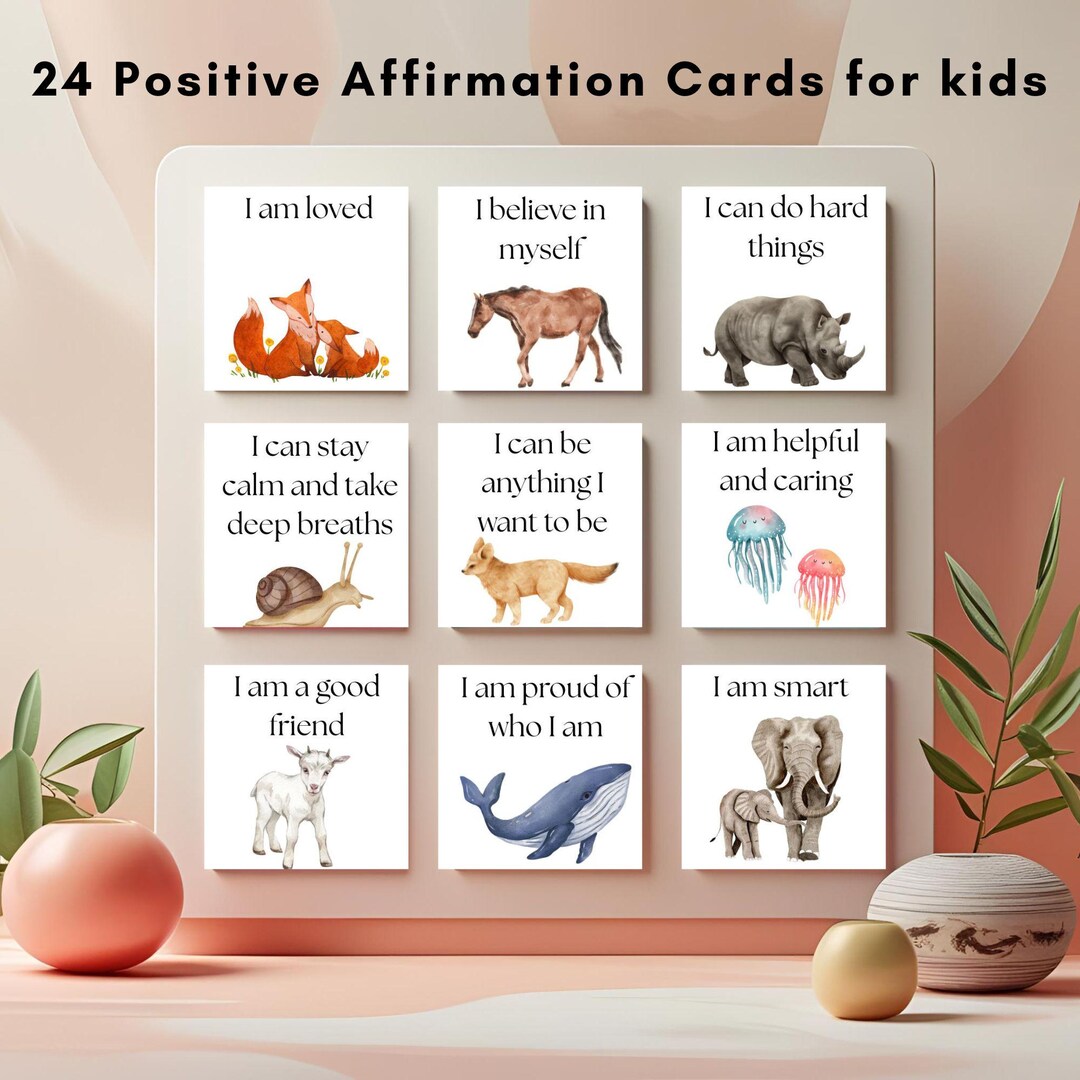 Animals Positive Affirmation Cards for Kids, Printable Motivation Lunch ...