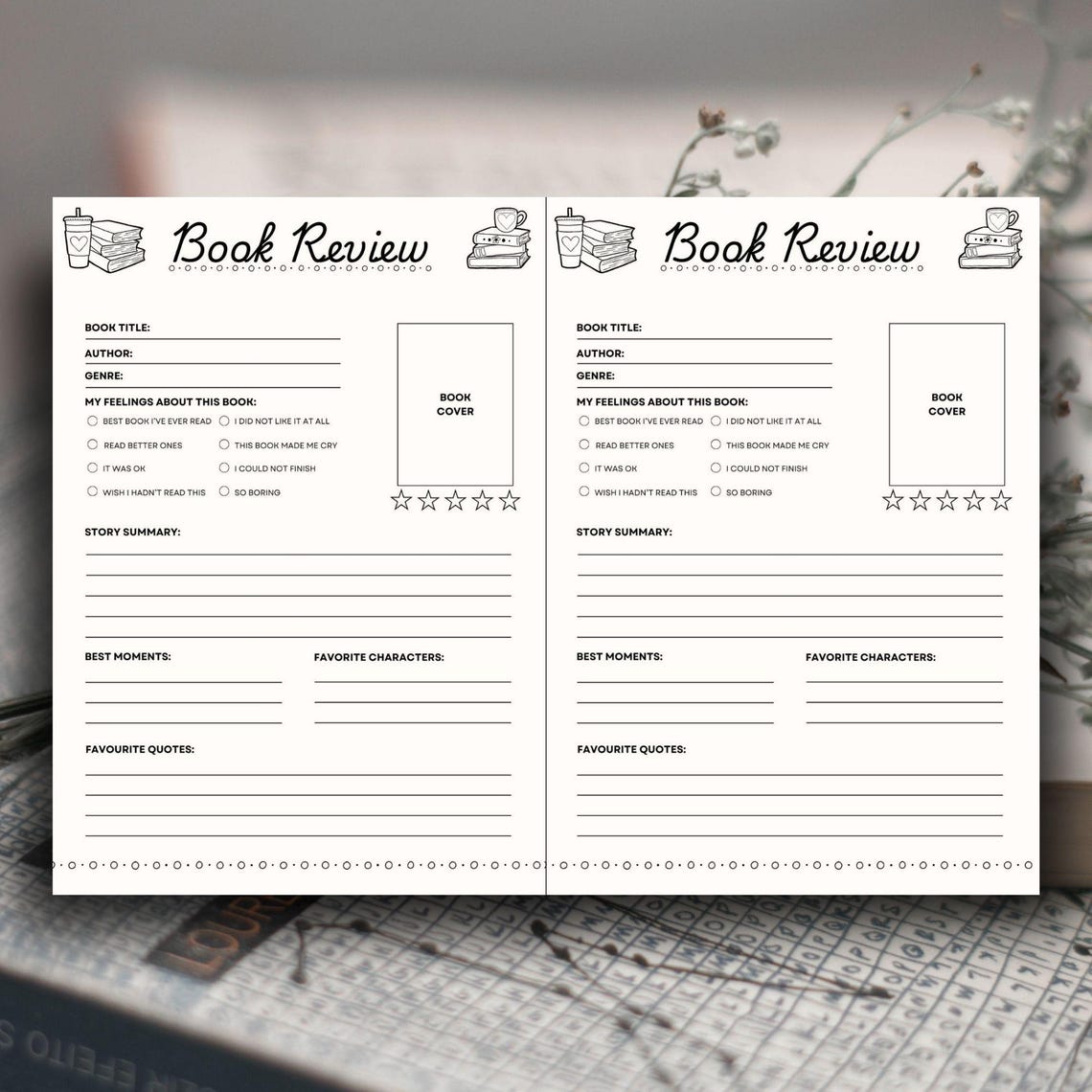 Printable Book Review, Reading Journal Page, Book Club Reading Log ...