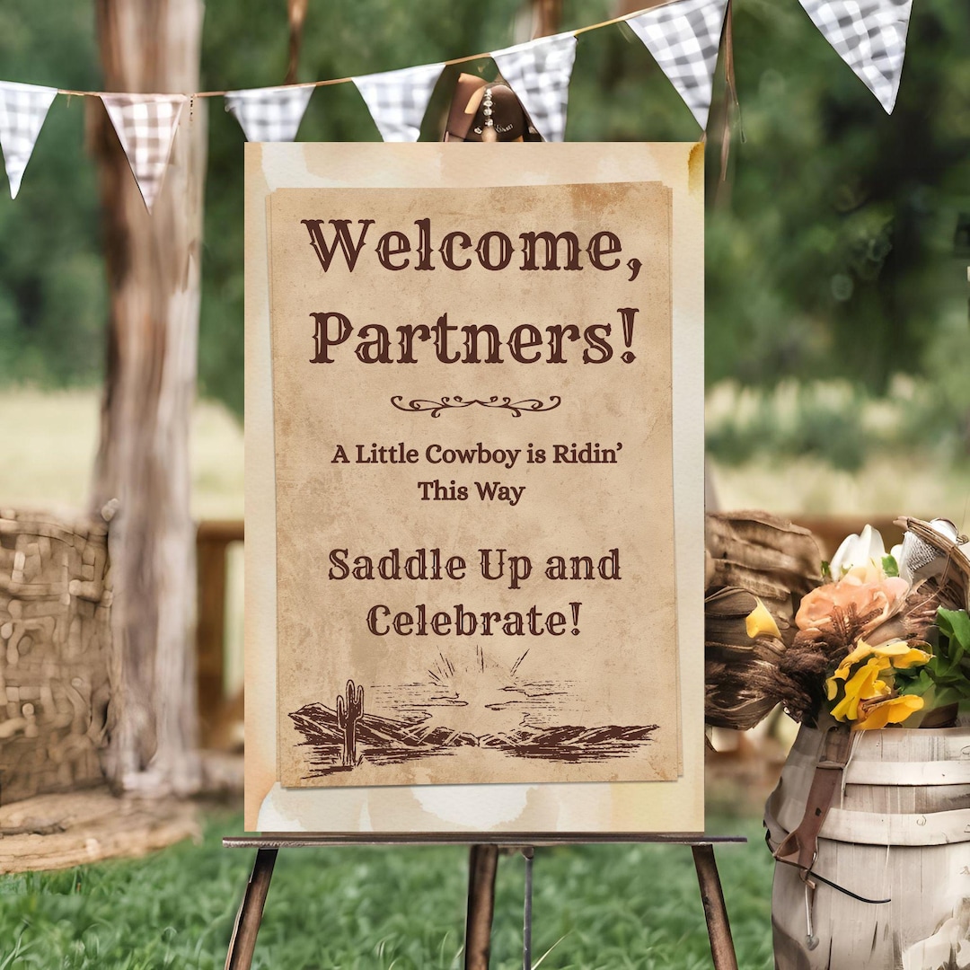 Cowboy Baby Shower Welcome Sign, Wild West Babyshower Welcome Poster ...