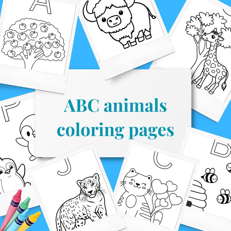 ABC Animals Coloring Pages, Alphabet Coloring Book A4, Preschool ...