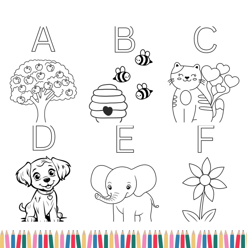 ABC Animals Coloring Pages, Alphabet Coloring Book A4, Preschool ...