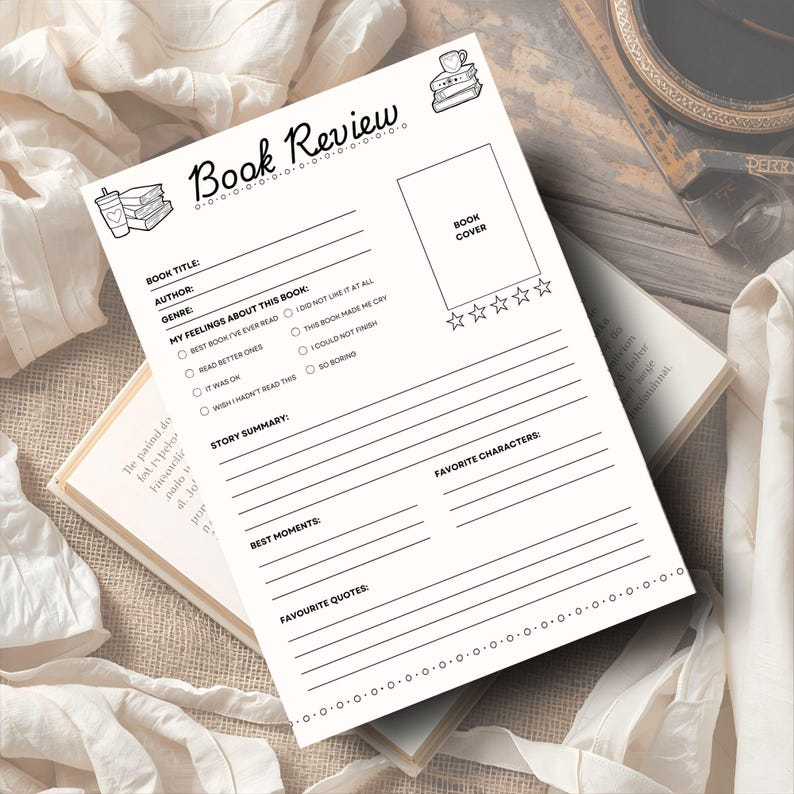 Printable Book Review, Reading Journal Page, Book Club Reading Log ...