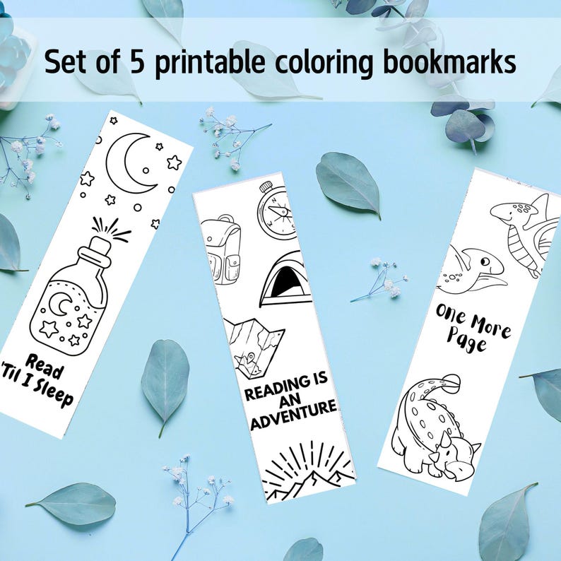 Printable Coloring Bookmarks for Kids Set of 5 Activities for Children ...