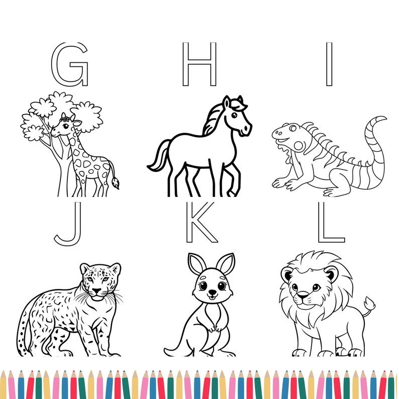 ABC Animals Coloring Pages, Alphabet Coloring Book A4, Preschool ...