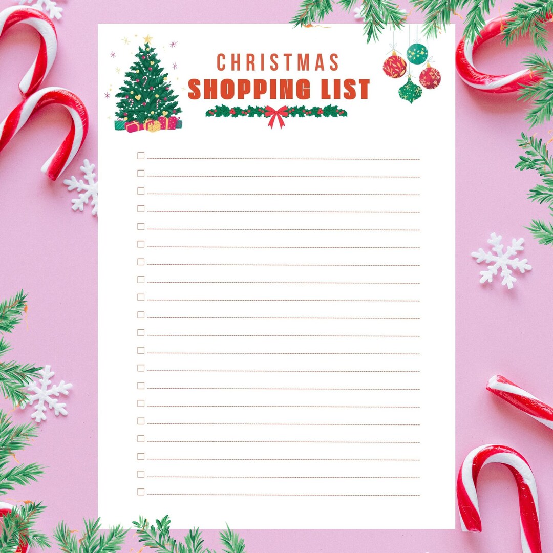 Christmas Prentable Shopping List, Holiday Digital to Do List, Xmas A4 ...