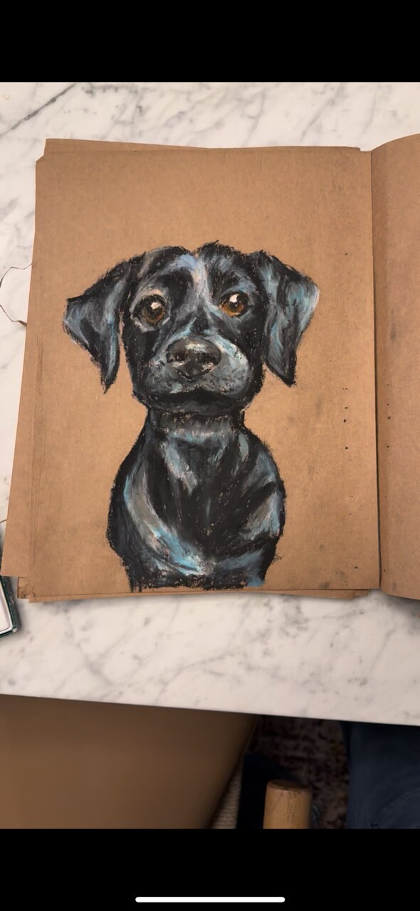 Dog Portrait, Oil Pastel Painting Commission, Custom Dog Oil Painting ...