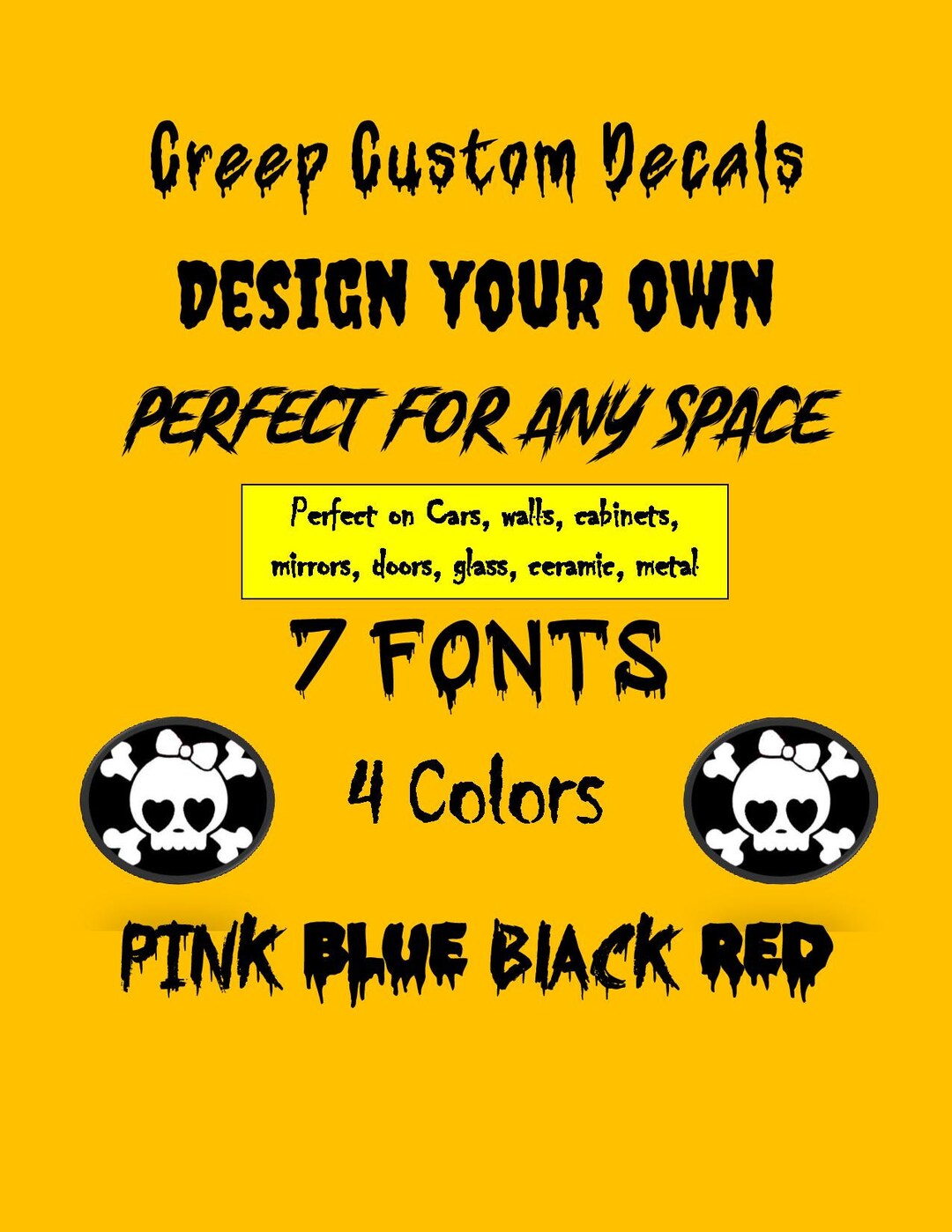 Creepy Custom Vinyl Decals Customizable Text Wall Decor Custom Fonts ...