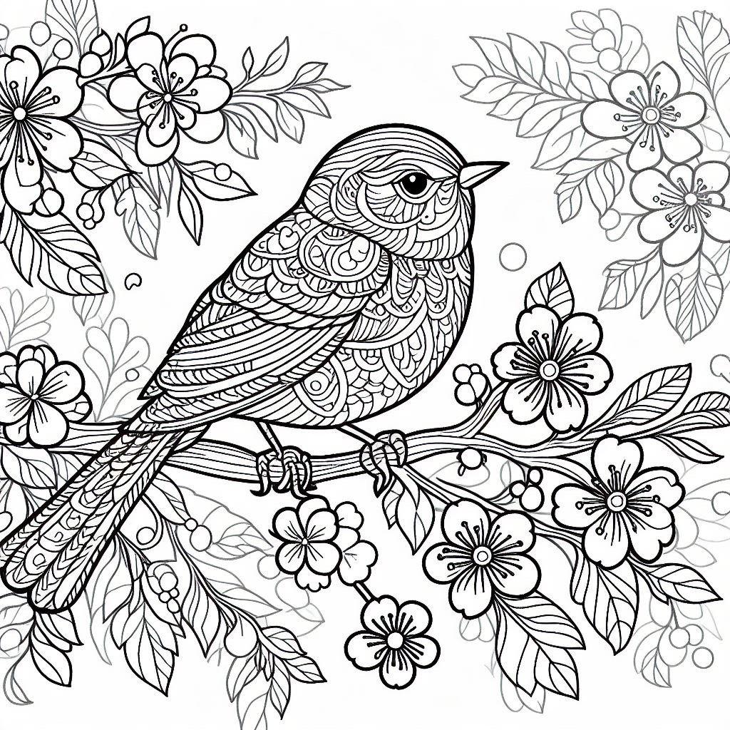 Birds, Flowers, and Butterflies Coloring Pages - Etsy