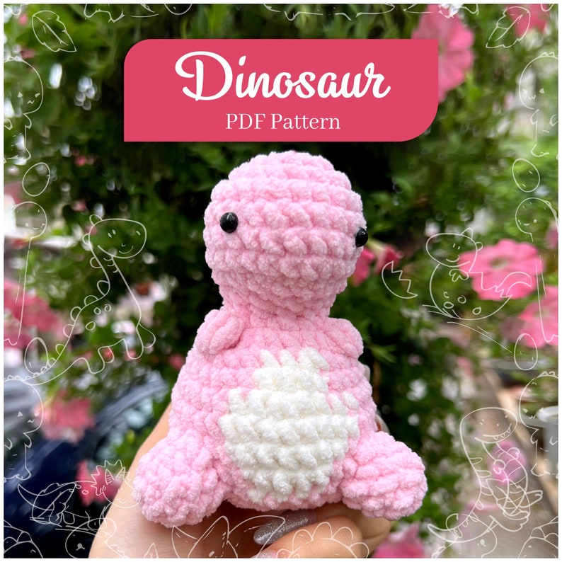 Tyrannosaurus Pink Dinosaur No Sew Crochet Pattern,dinosaur Jurassic ...