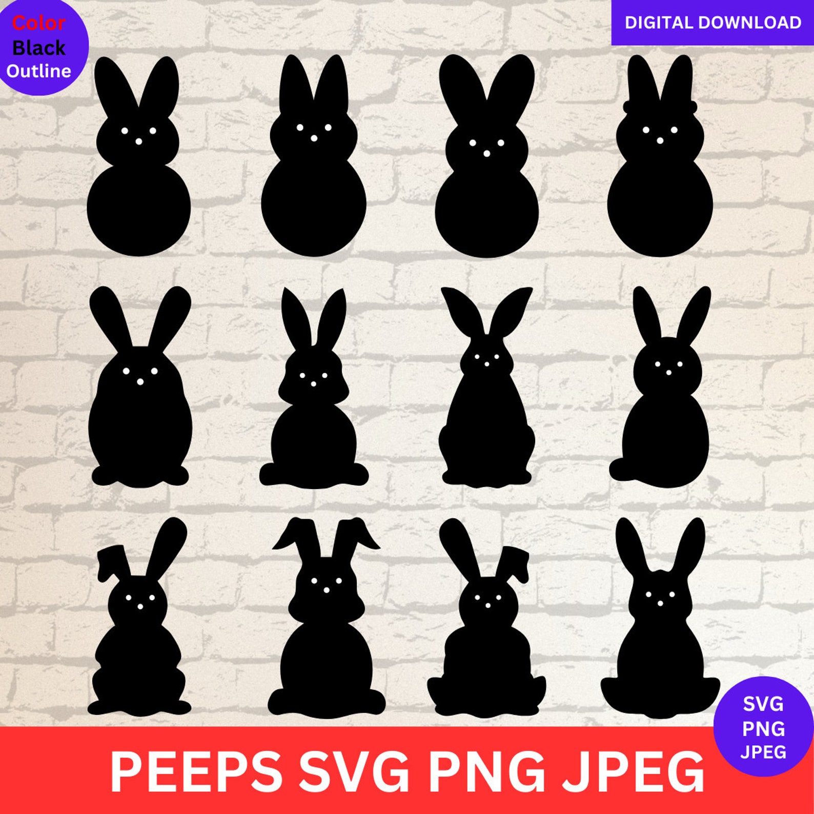 Easter Peeps SVG, Easter Bunny SVG, Easter Bunny Peeps SVG, Easter ...