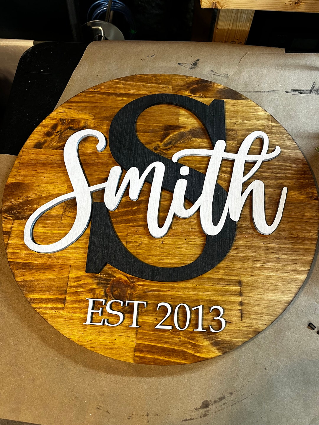 Monogram Sign / Last Name Sign / Custom Wood Sign / Established Sign ...