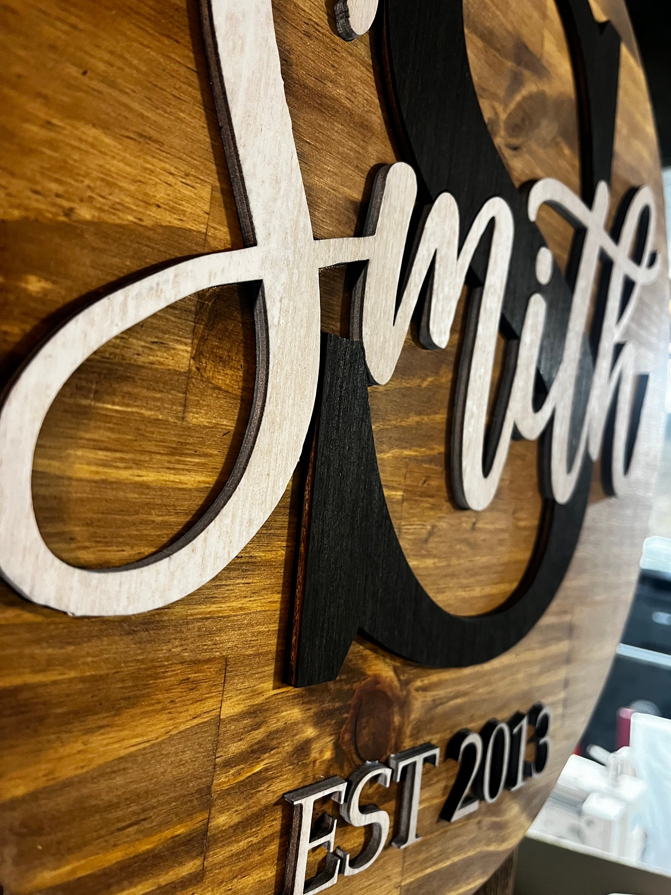 Monogram Sign / Last Name Sign / Custom Wood Sign / Established Sign ...