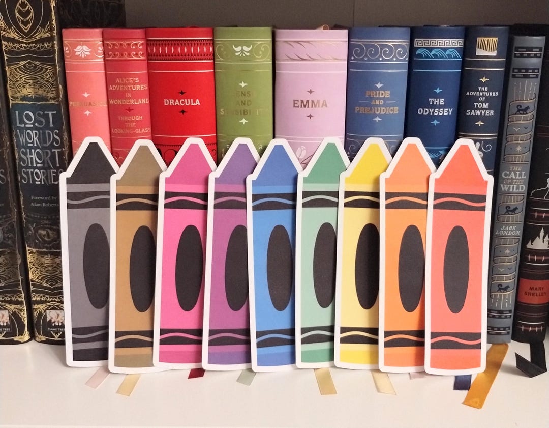Large Crayon Bookmarks, Double Sided Laminated Bookmark, Fun and Unique ...