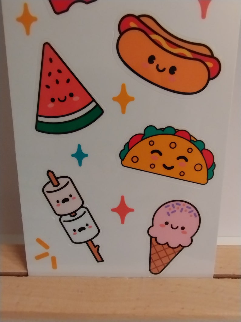 Cute Food Sticker Sheet, Kawaii Food Stickers, Fun Decals, Adorable ...