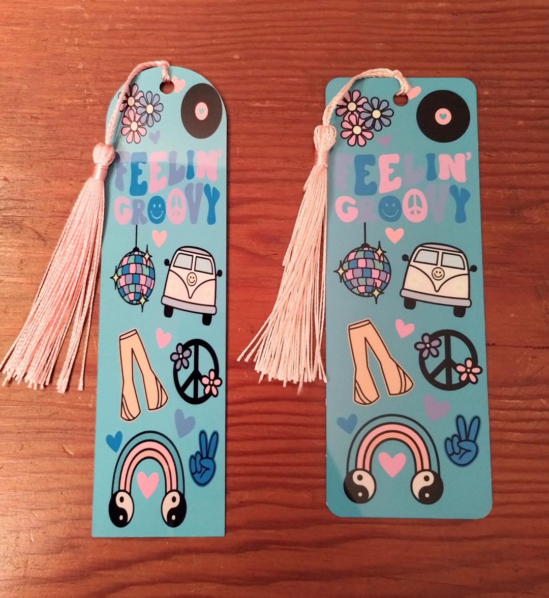 Feeling Groovy Bookmark, Metal, Two-sided, Book Lovers, Bookish Gifts ...