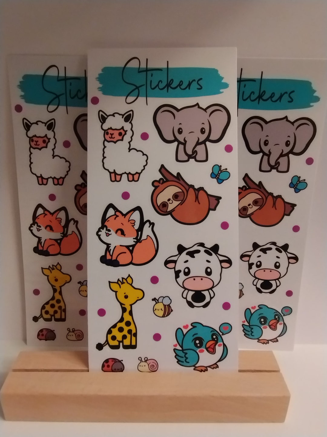 Cute Animals Sticker Sheet, Kawaii Animal Stickers, Adorable Gift, Fun ...