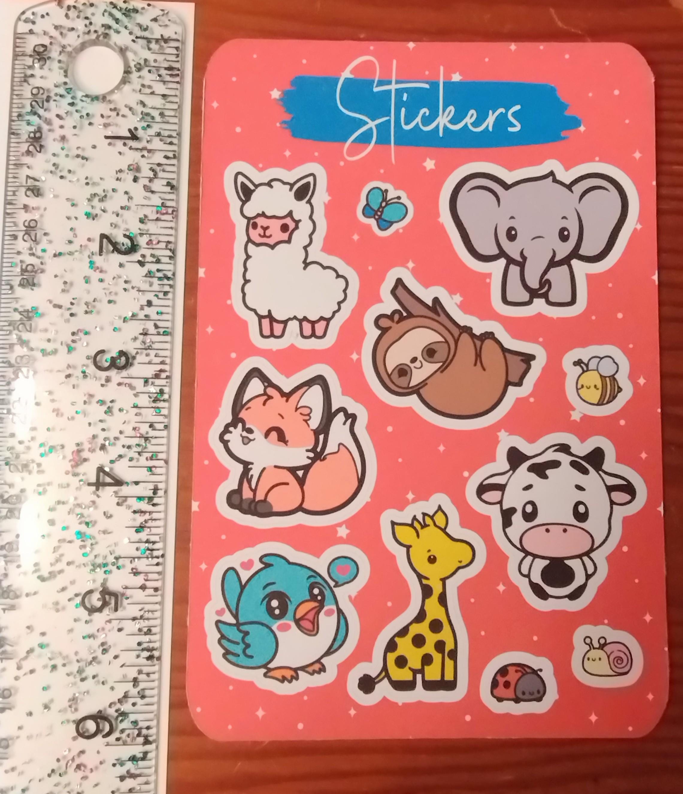 Cute Animals Sticker Sheet, Kawaii Animal Stickers, Adorable Gift, Fun ...