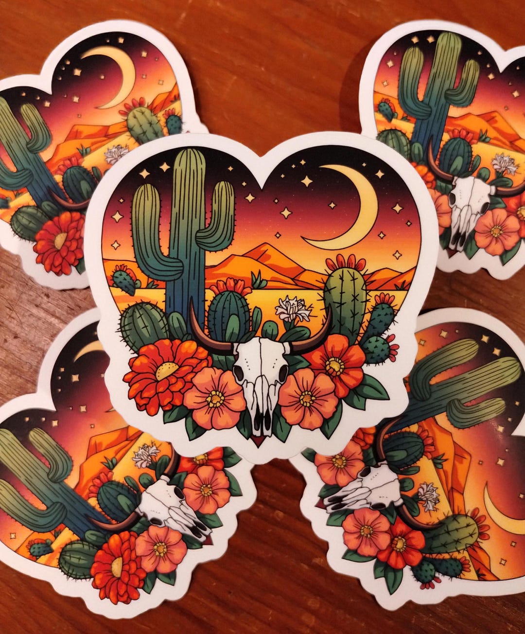Desert Heart Scene Sticker, Pretty Floral Cactus, Nature Lovers Gift ...